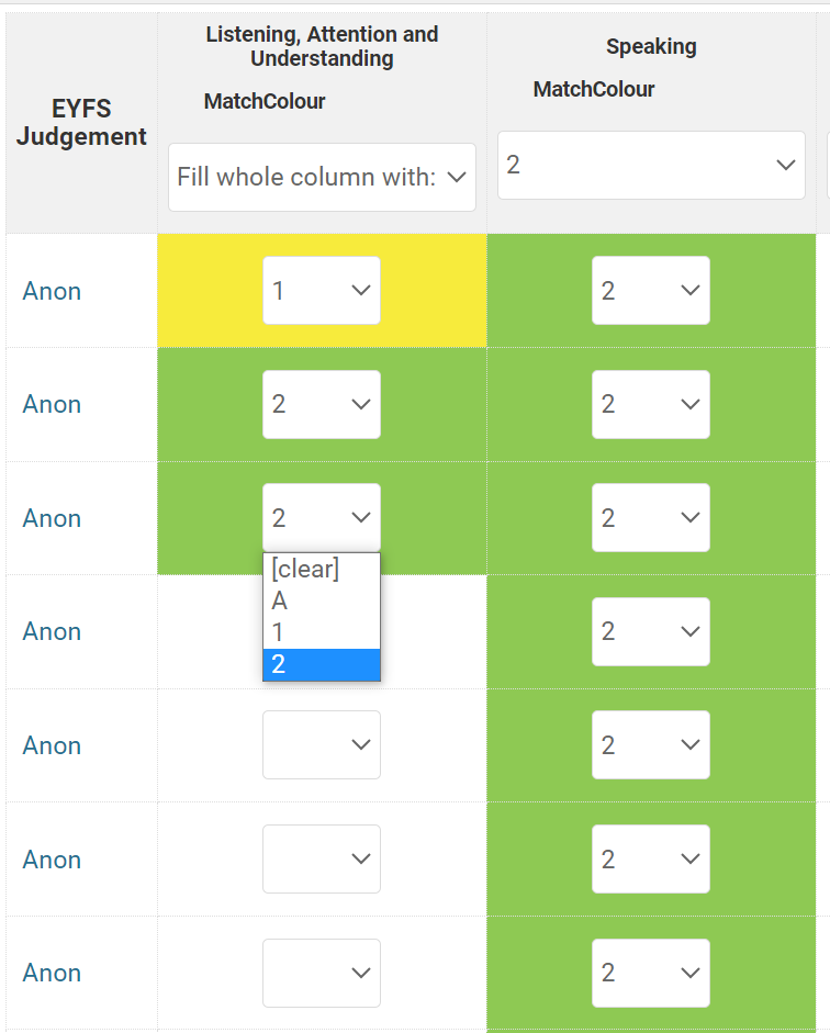 Pupil Asset: Entering Statutory EYFS data via the Results menu ...