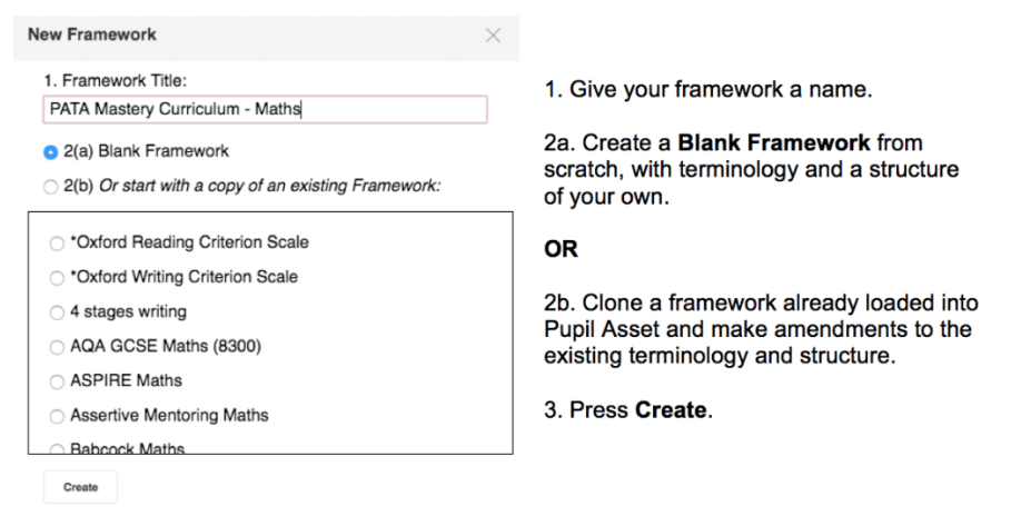 Pupil Asset: How to create a new Framework – Juniper Education (New)