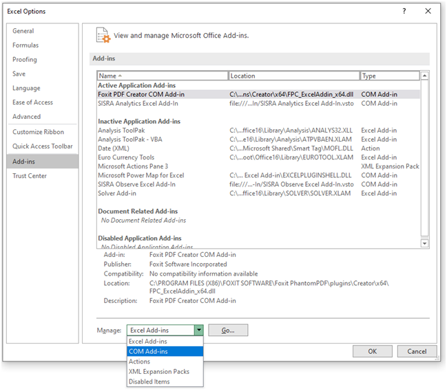 Troubleshooting The Sisra Analytics Excel Add In Admin Juniper