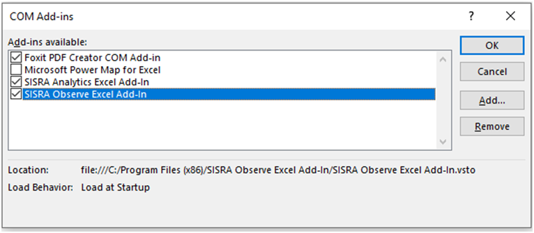 Troubleshooting The Sisra Analytics Excel Add In Admin Juniper