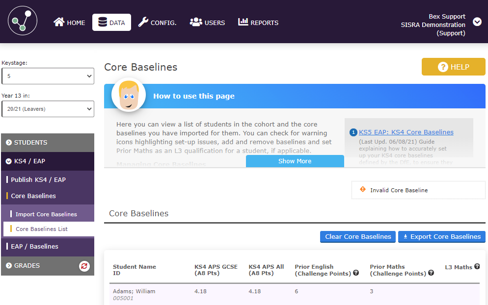 KS5: Editing KS4 Core Baselines and L3 Maths (Admin) – Juniper ...