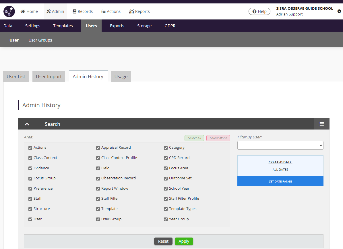 Sisra Observe: Viewing Admin History & Staff Usage (Admin) – Juniper ...