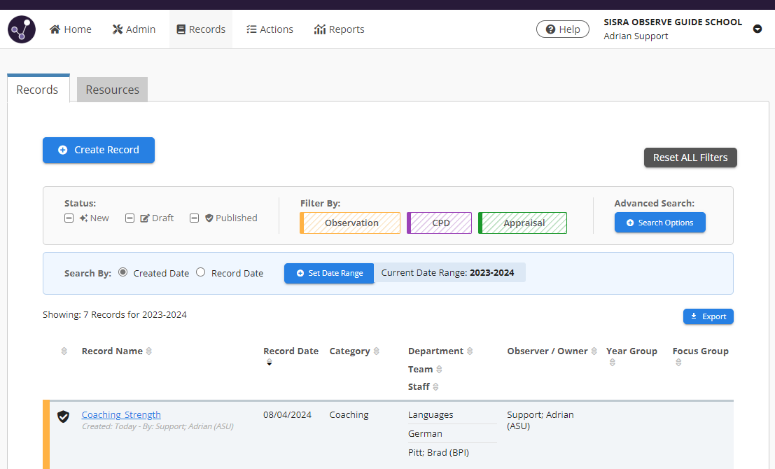 Sisra Observe: How do I add Resources or Reflections to a Record ...