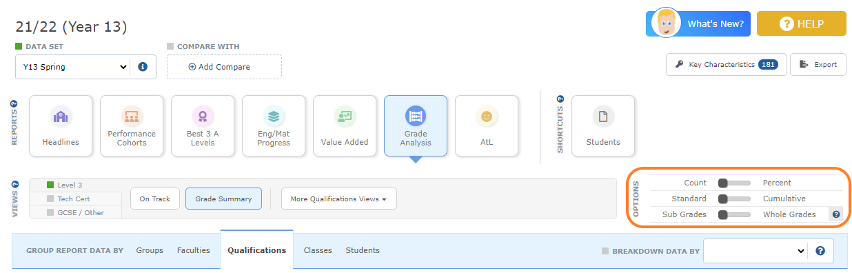 KS5 - Switching Report Options (Viewing Count/Percentage, Standard ...