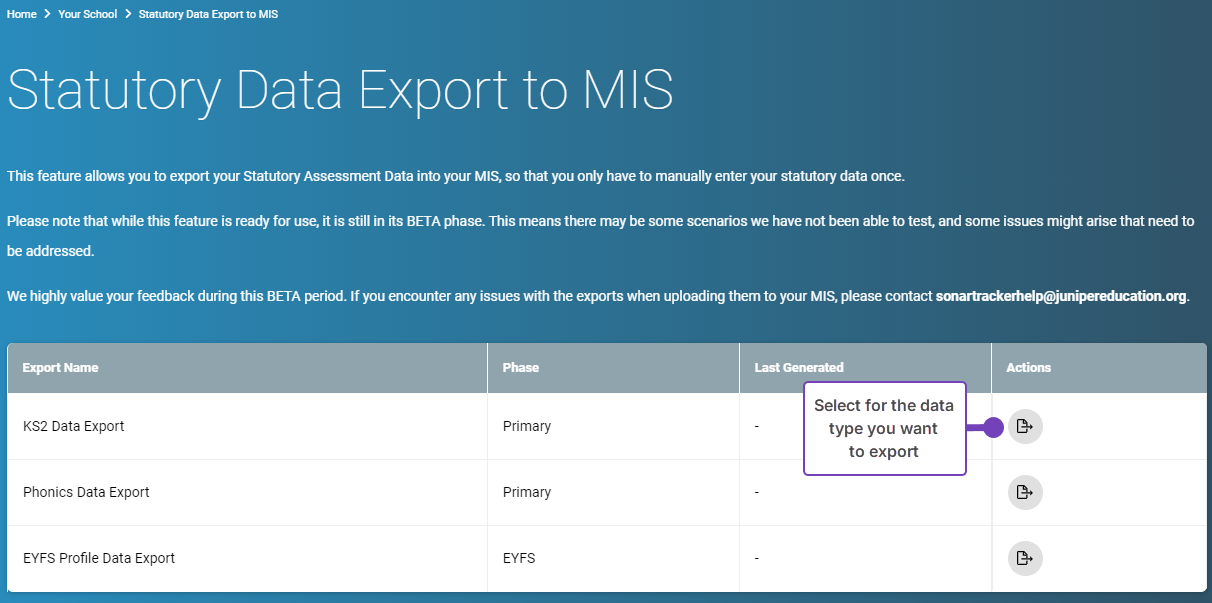 Sonar Tracker: How do I export statutory end of key stage data from ...