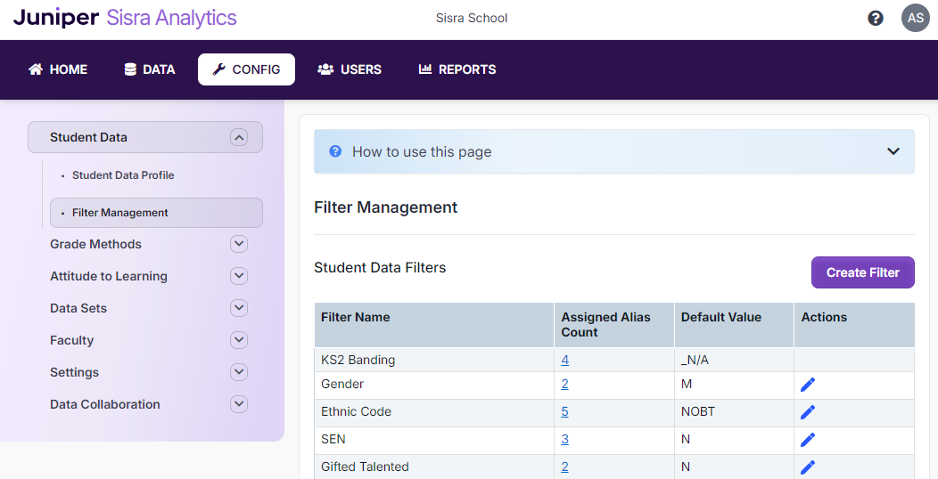 Sisra Analytics: Student Data Profile - Creating Filter Aliases & Tags (Admin) – Juniper ...