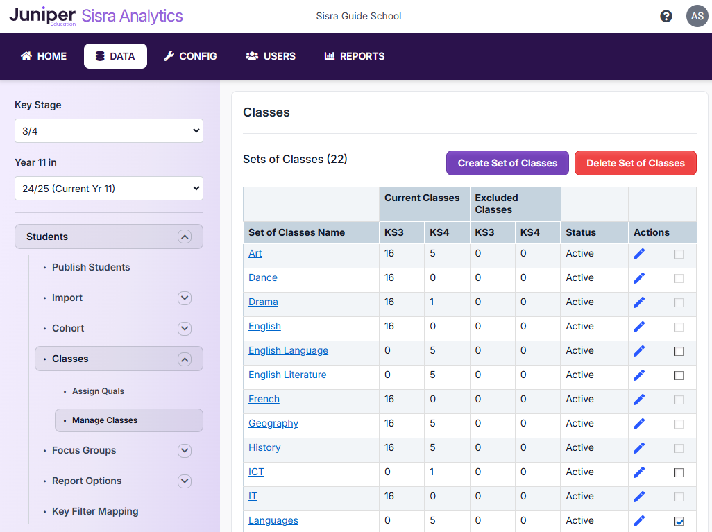 Sisra Analytics: Managing Classes (Admin) – Juniper Education (New)