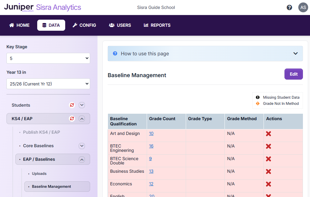 KS5: Setting up EAP Baselines (Admin) – Juniper Education (New)