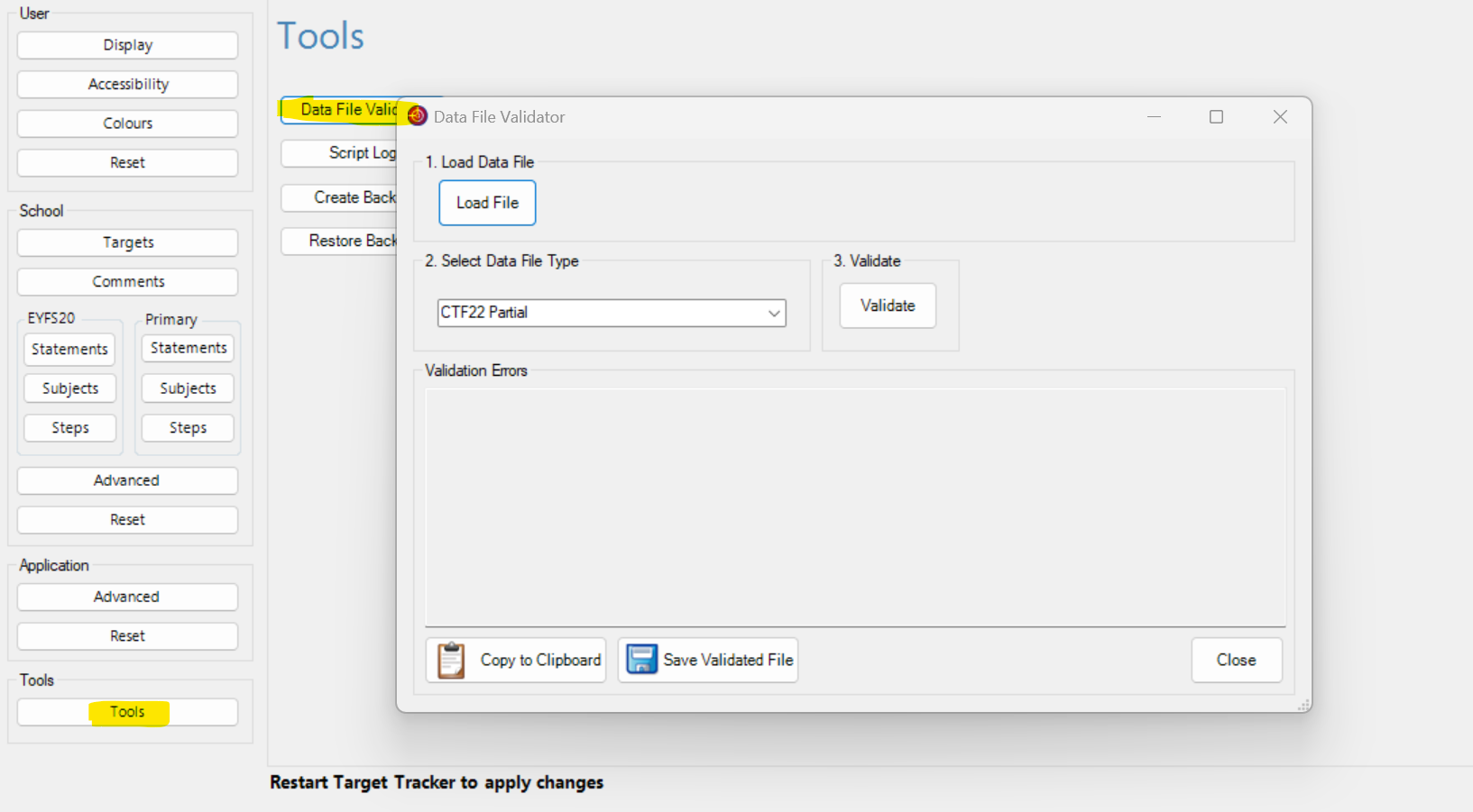 Target Tracker Using The Target Tracker Data File Validator 1455