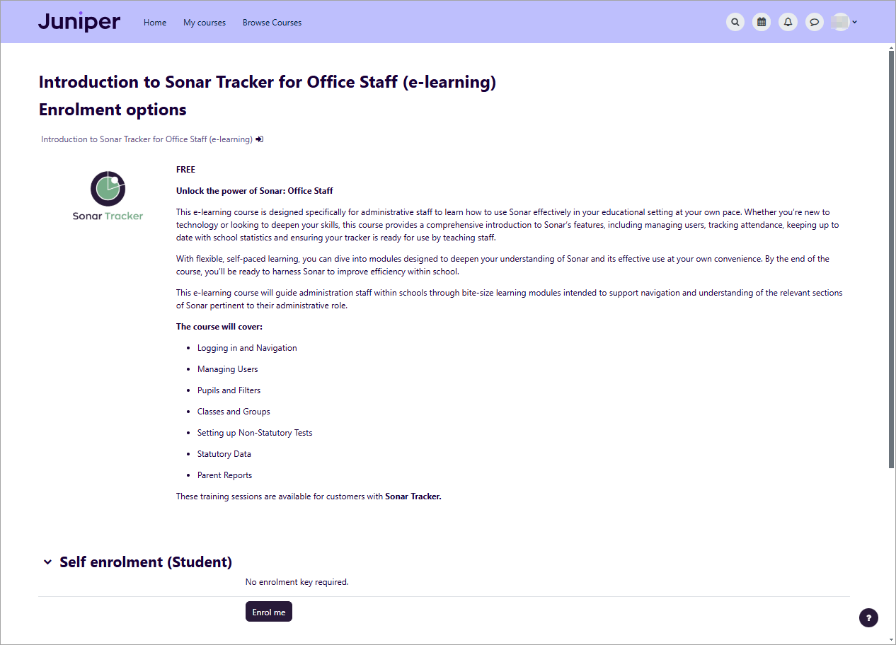 Juniper Training Centre: How do I enrol / sign up to a free course? – Juniper Education (New)