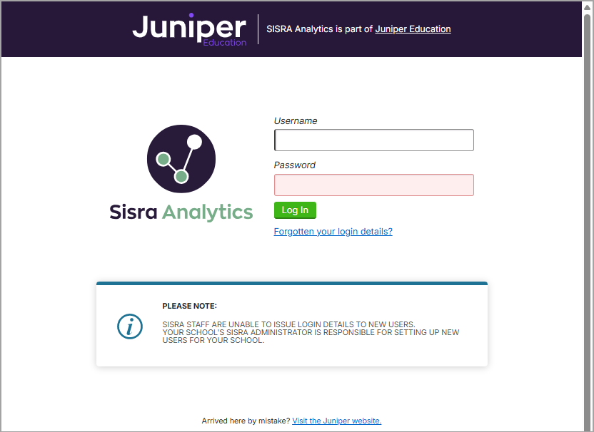 Sisra Analytics: How do I log in to Sisra Analytics? – Juniper ...