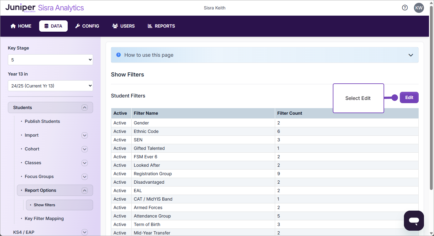 Sisra Analytics: How do I exclude student data filters from reports for ...