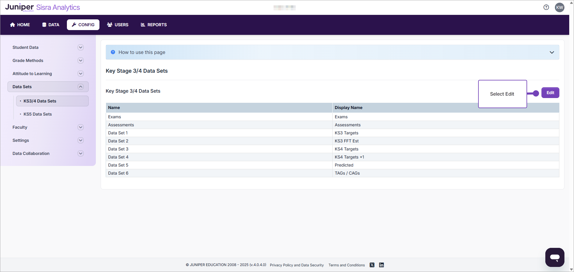 Sisra Analytics: How do I rename my data sets or assessment area ...