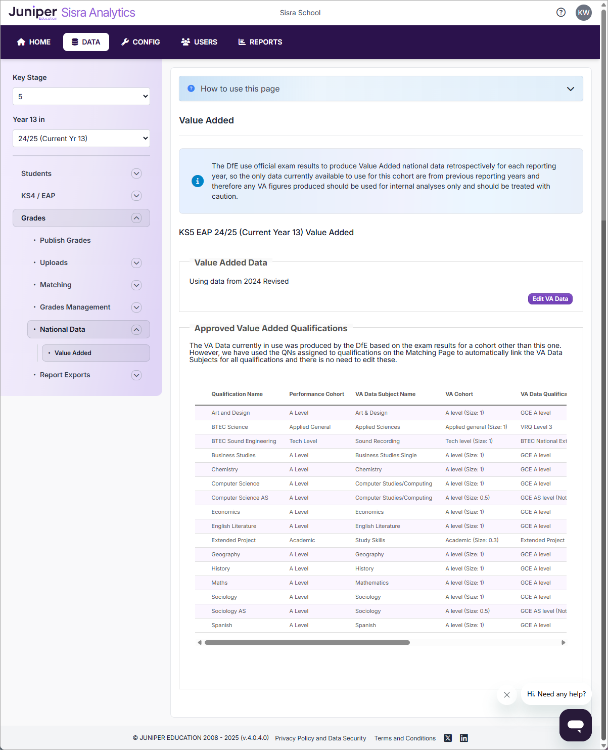 Sisra Analytics: Why is L3 Value Added (VA) not showing in the KS5 reports? (Admin) – Juniper ...