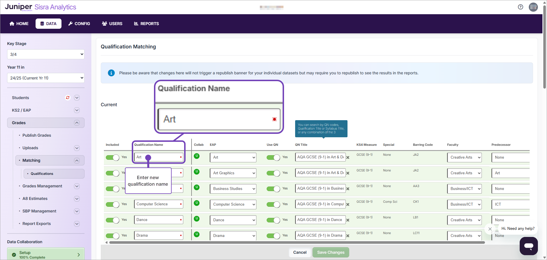 Sisra Analytics: How do I rename a qualification? (Admin) – Juniper ...