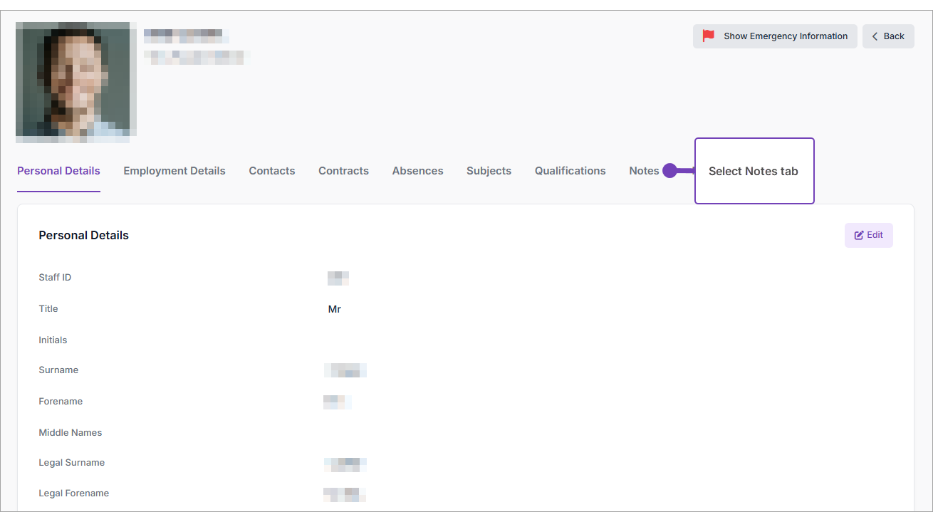 MIS: How do I add / edit a note about a staff member? – Juniper Education (New)